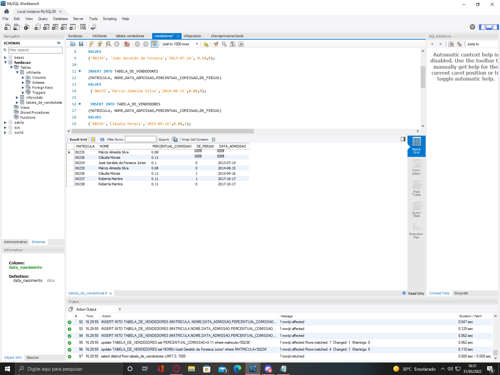 Ferias E Admissão Para Vendedores Sql Com Mysql Manipule E Consulte Dados Alura Cursos