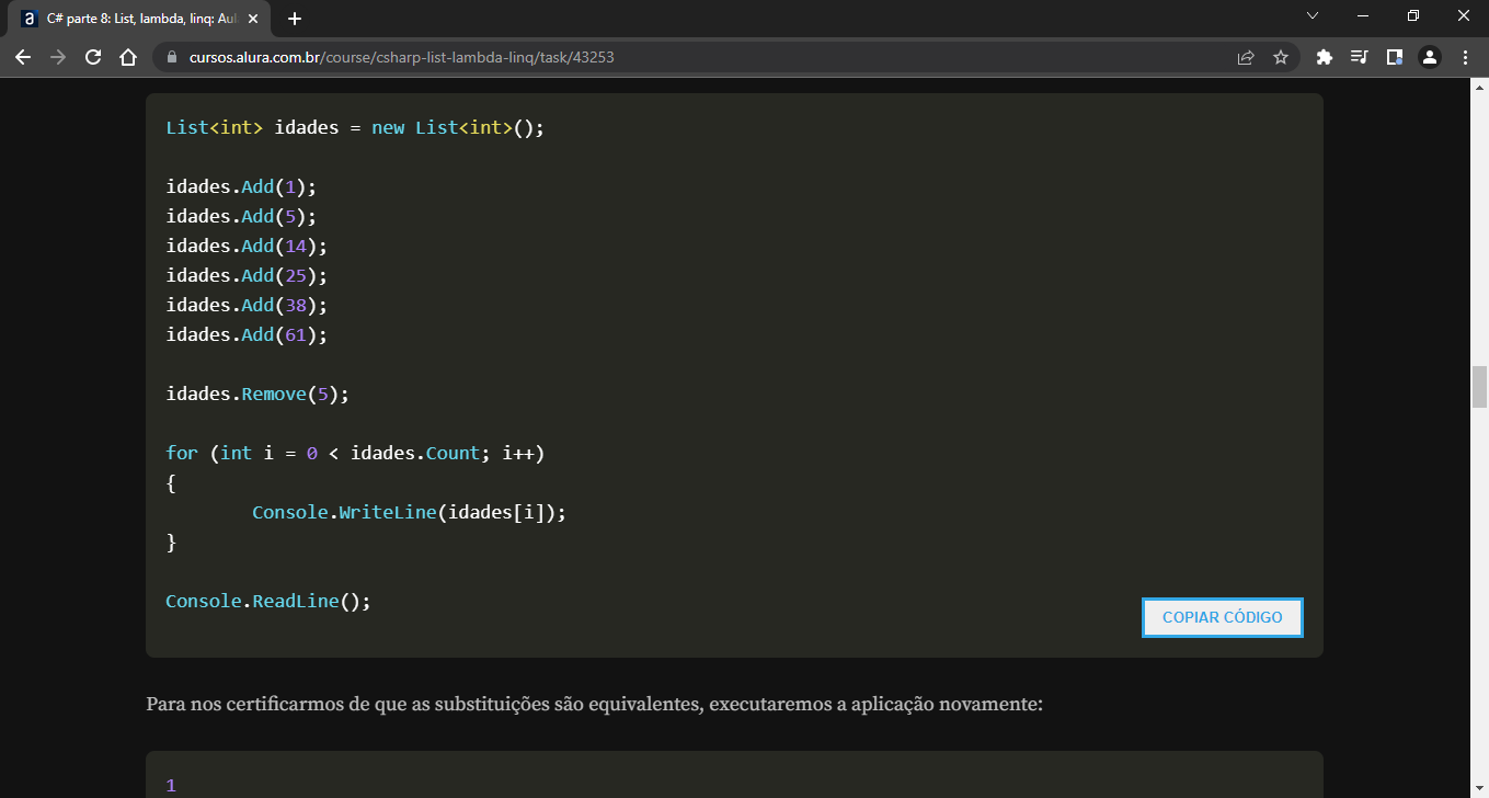 O for Est Escrito Errado C Parte 8 List Lambda Linq Alura 