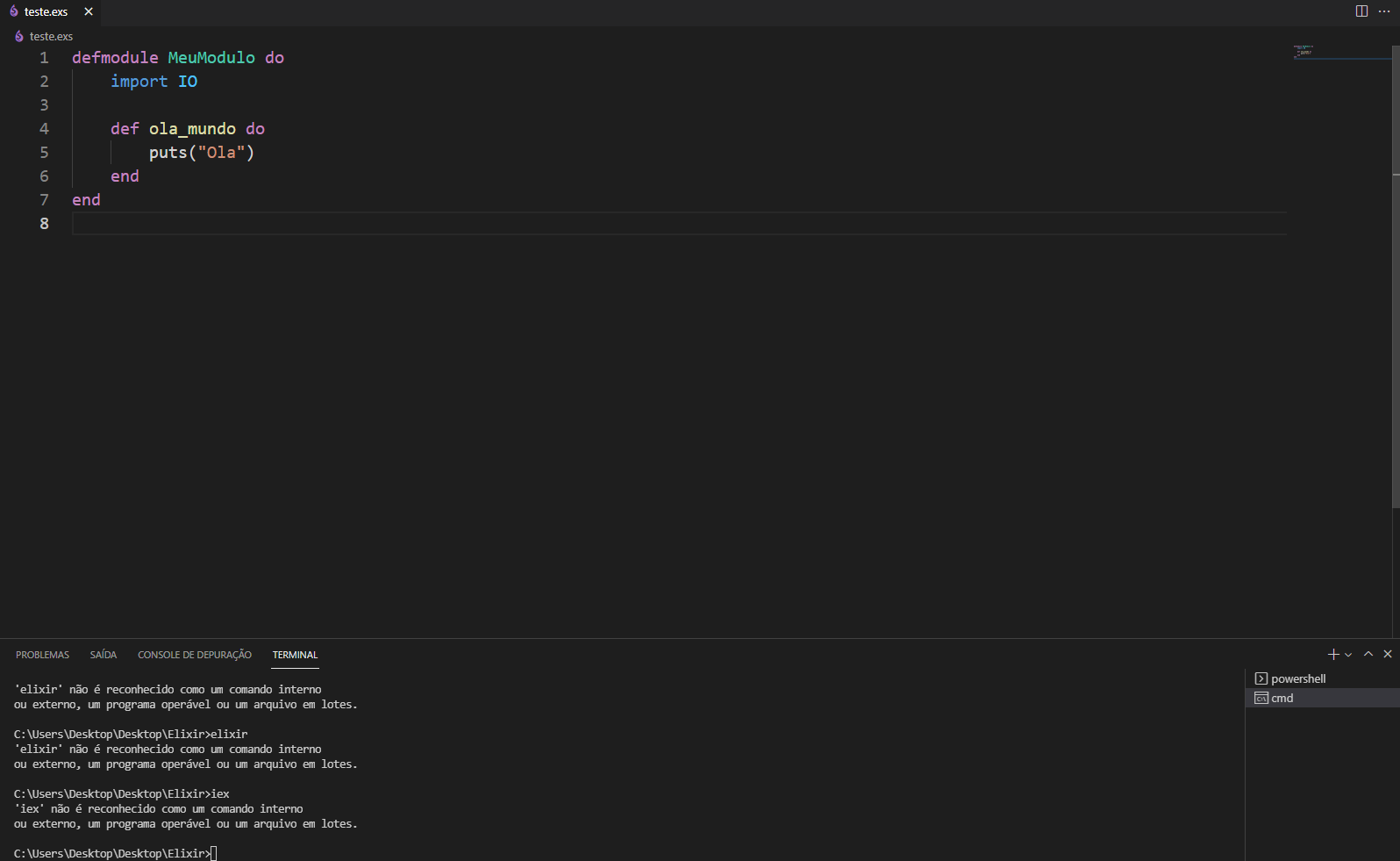 Terminal Elixir No VS Code Elixir Sintaxe Programa o Funcional E 