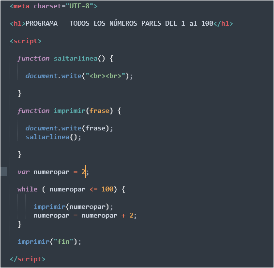 MI SOLUCIÓN DEL EJERCICIO - Todos los números pares del 1 al 100 ...