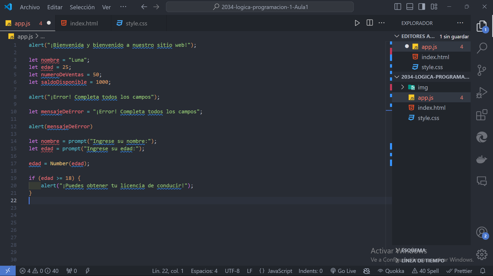 DESAFIO: HORA DE PRACTICAR | Lógica de programación: sumérgete en la programación con JavaScript ...