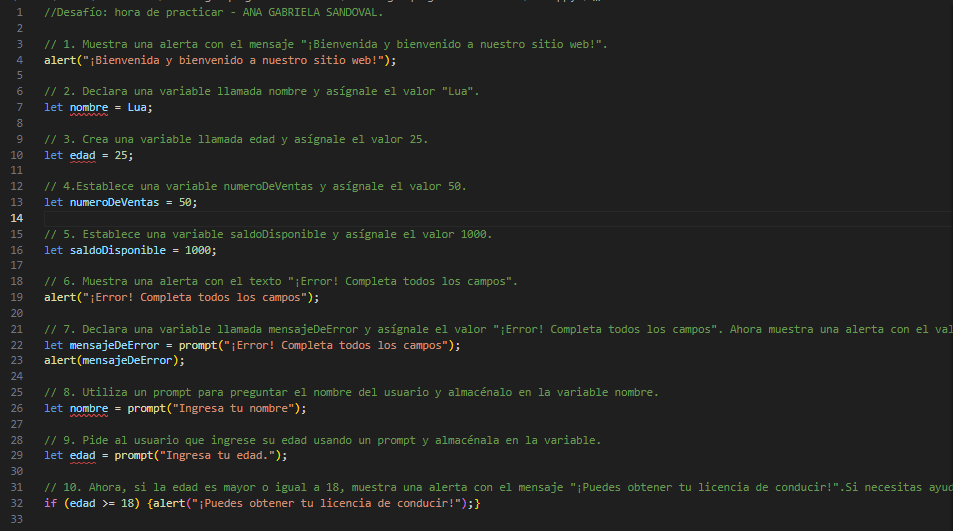 Desarrollo de Desafío: Hora de practicar. | Lógica de programación: sumérgete en la programación ...